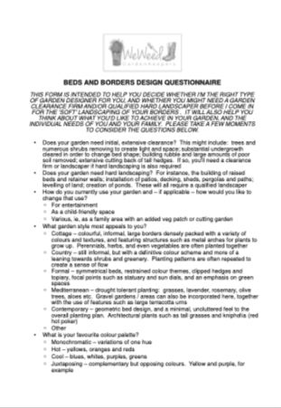 Border Design Questionnaire - WeWeed Garden Keepers